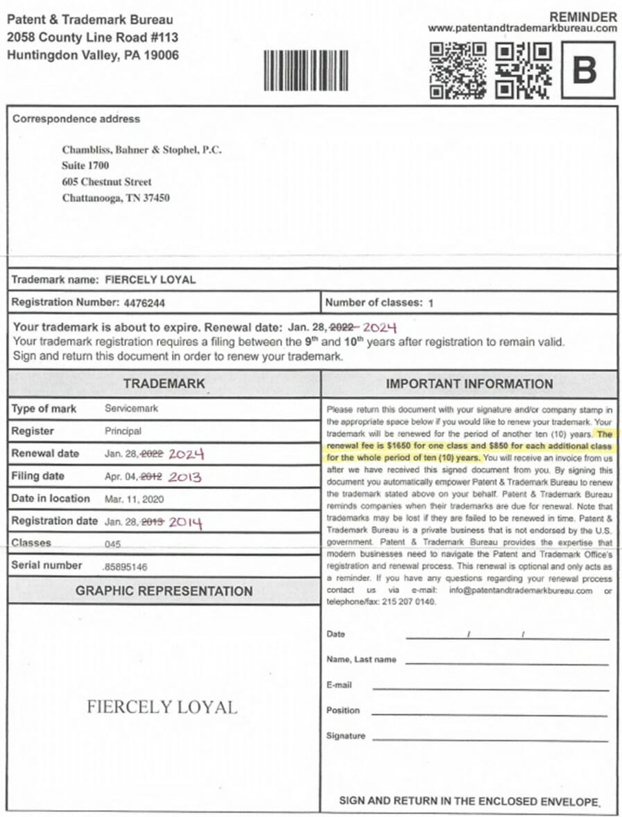 Anatomy of a Trademark Scam Letter - Chambliss, Bahner & Stophel P.C.